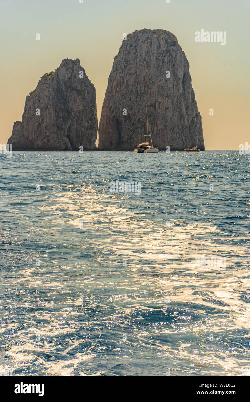 Italy, Capri, panoramic view of the famous Faraglioni Stock Photo - Alamy