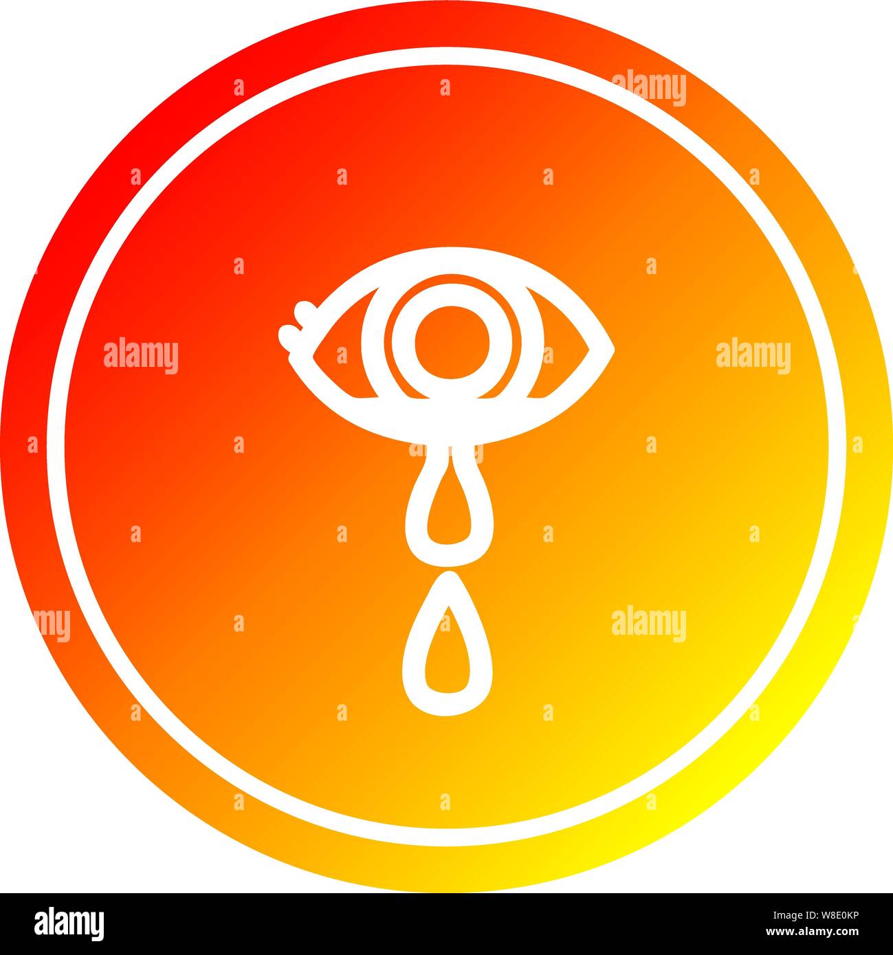 crying eye circular icon with warm gradient finish Stock Vector Image ...