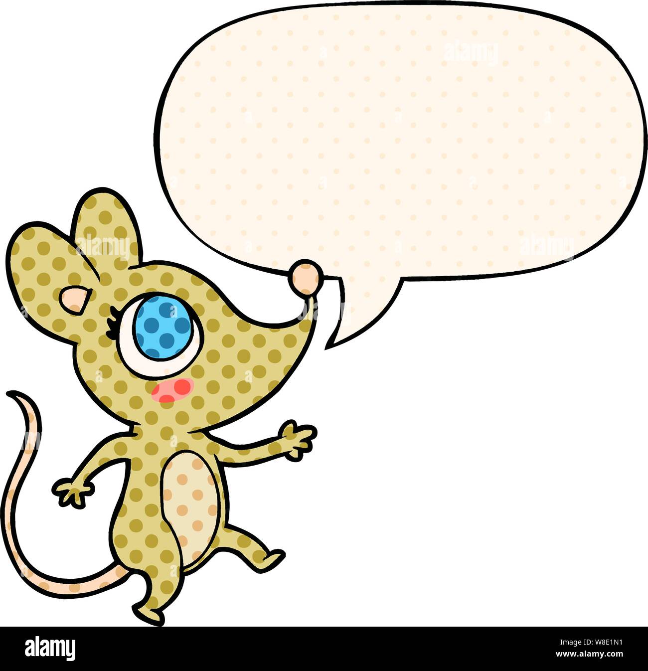 cute cartoon mouse with speech bubble in comic book style Stock Vector ...