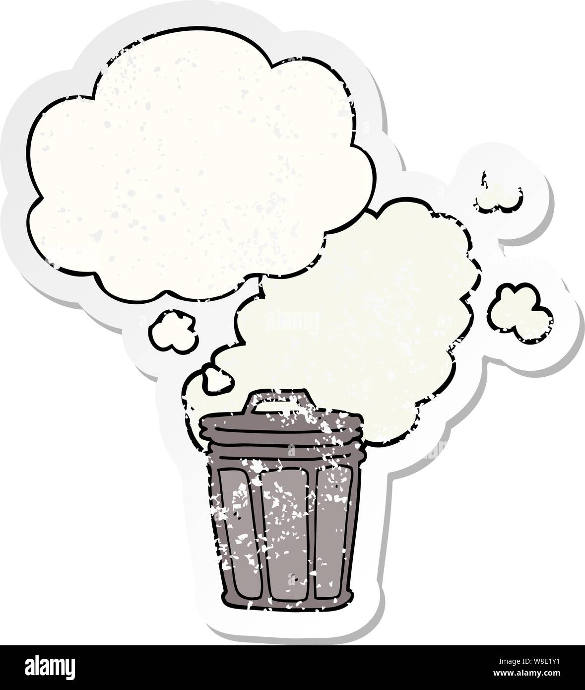 cartoon stinky garbage can with thought bubble as a distressed worn ... cartoon stinky garbage can with thought bubble as a distressed worn ...