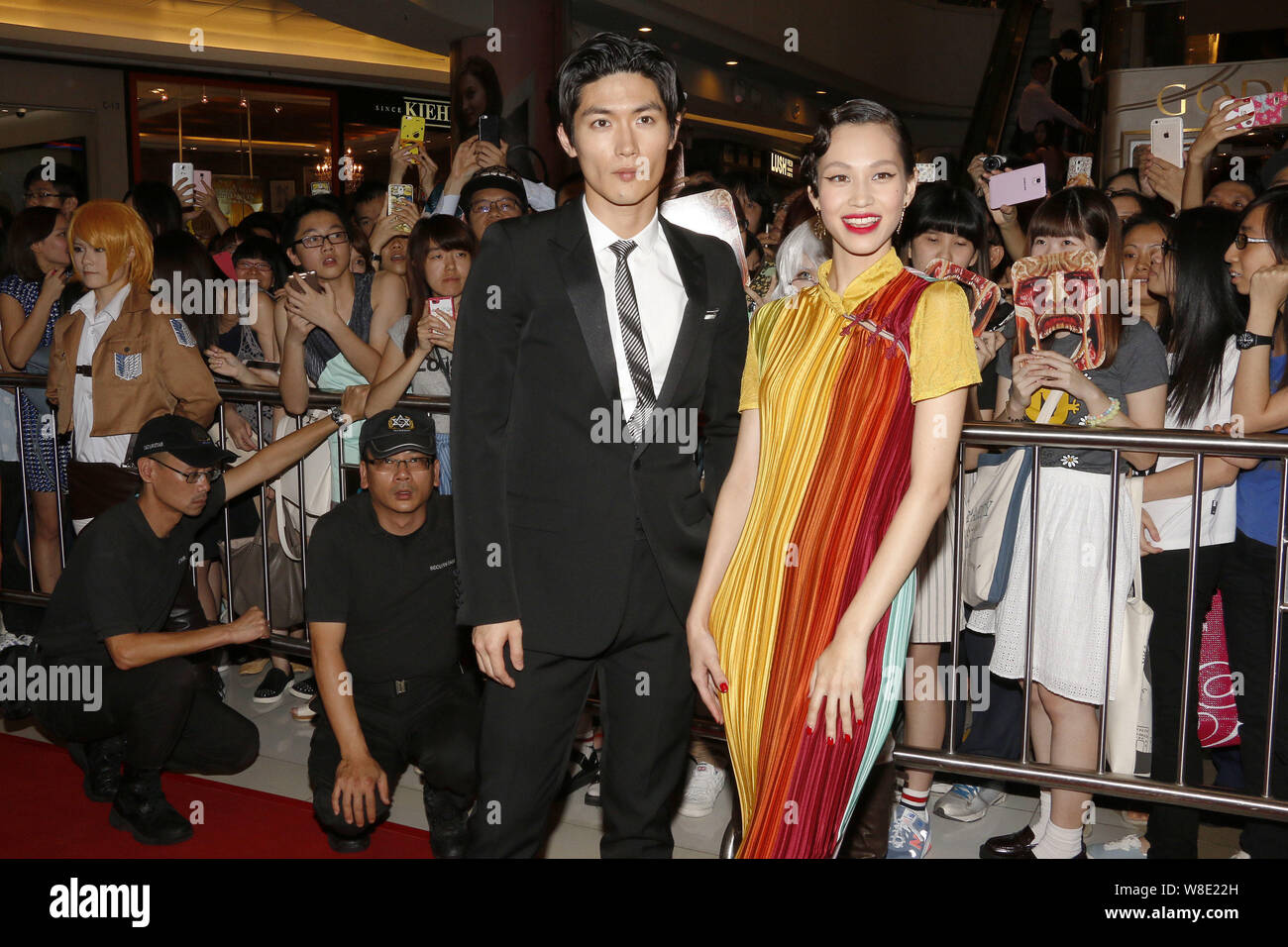 Japanese actress Kiko Mizuhara, right, and actor Haruma Miura attend ...