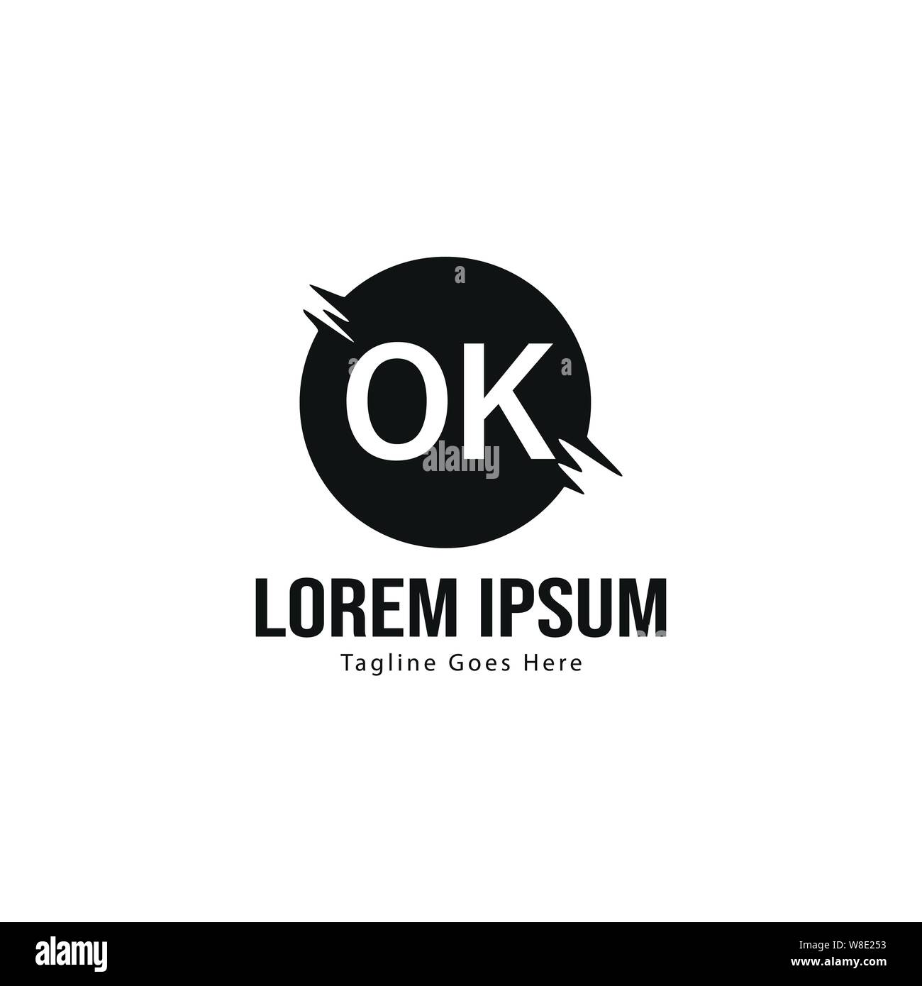 Initial OK logo template with modern frame. Minimalist OK letter logo ...