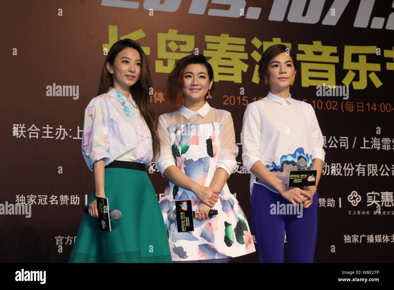 (From left) Hebe Tien, Selina Jen and Ella Chen of Taiwanese girl group ...