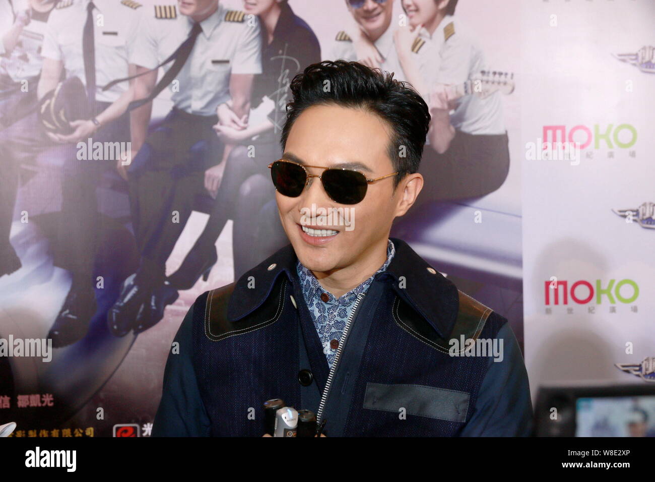 Hong Kong actor Julian Cheung smiles as he is interviewed during a ...