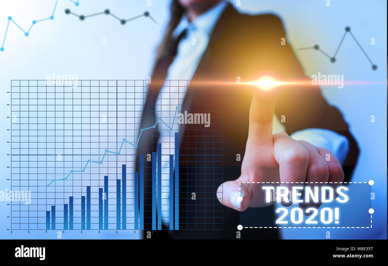 Word writing text Trends 2020. Business photo showcasing general ...