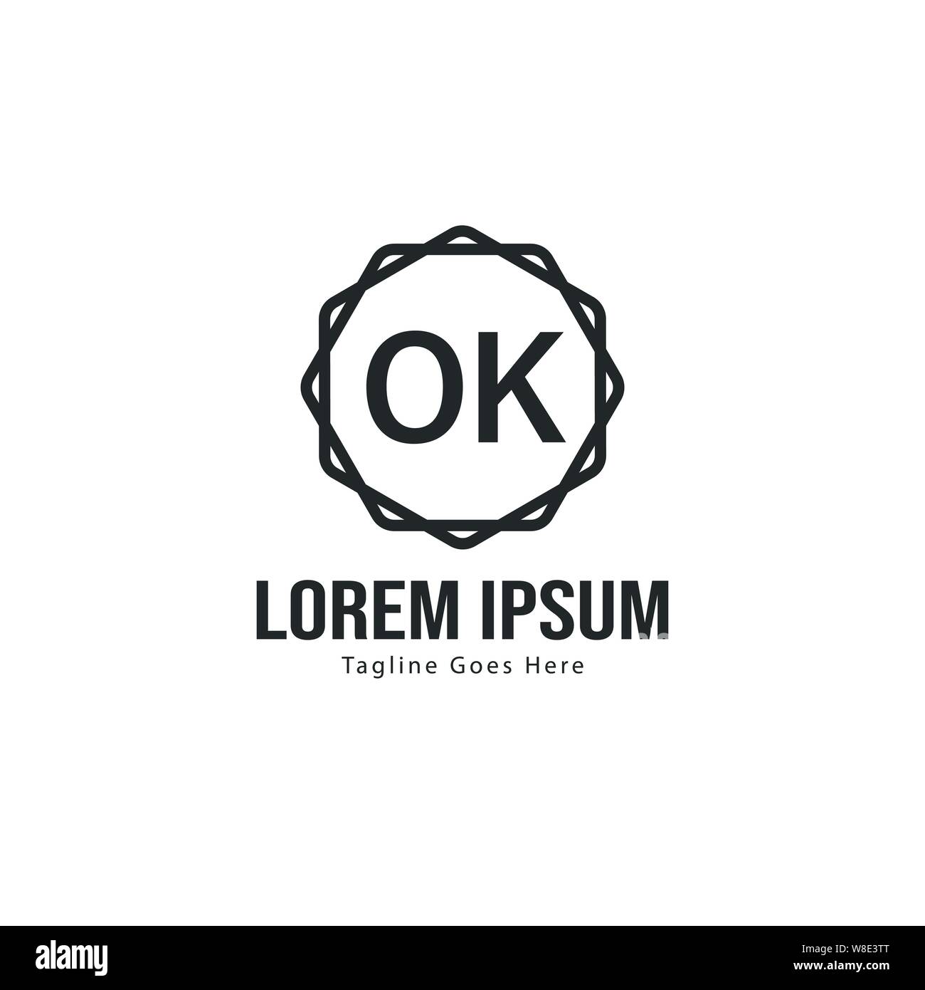 Initial OK logo template with modern frame. Minimalist OK letter logo ...