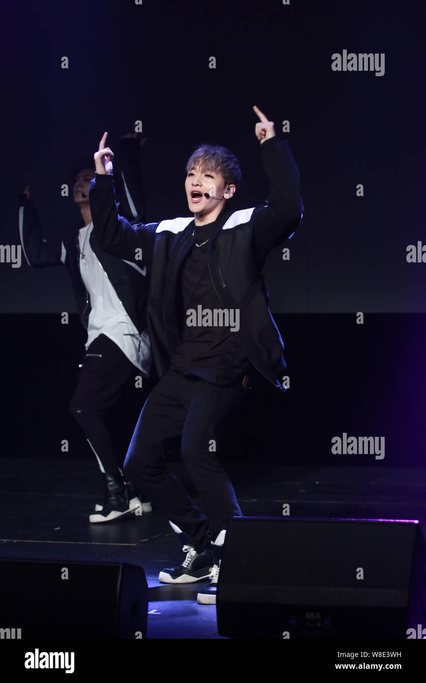 Members of new South Korean boy group MAP6 perform at a showcase in Seoul, South Korea, 10 ...