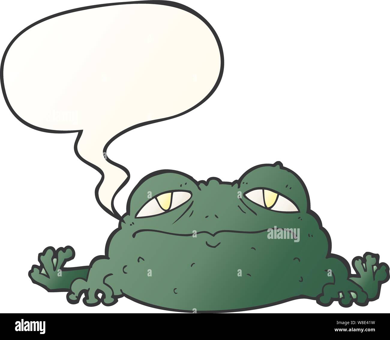 cartoon ugly frog with speech bubble in smooth gradient style Stock ...
