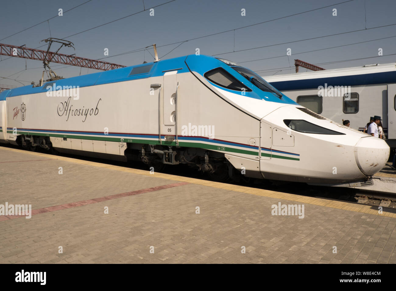 Afrosiyob Train at Bukhara station Stock Photo - Alamy