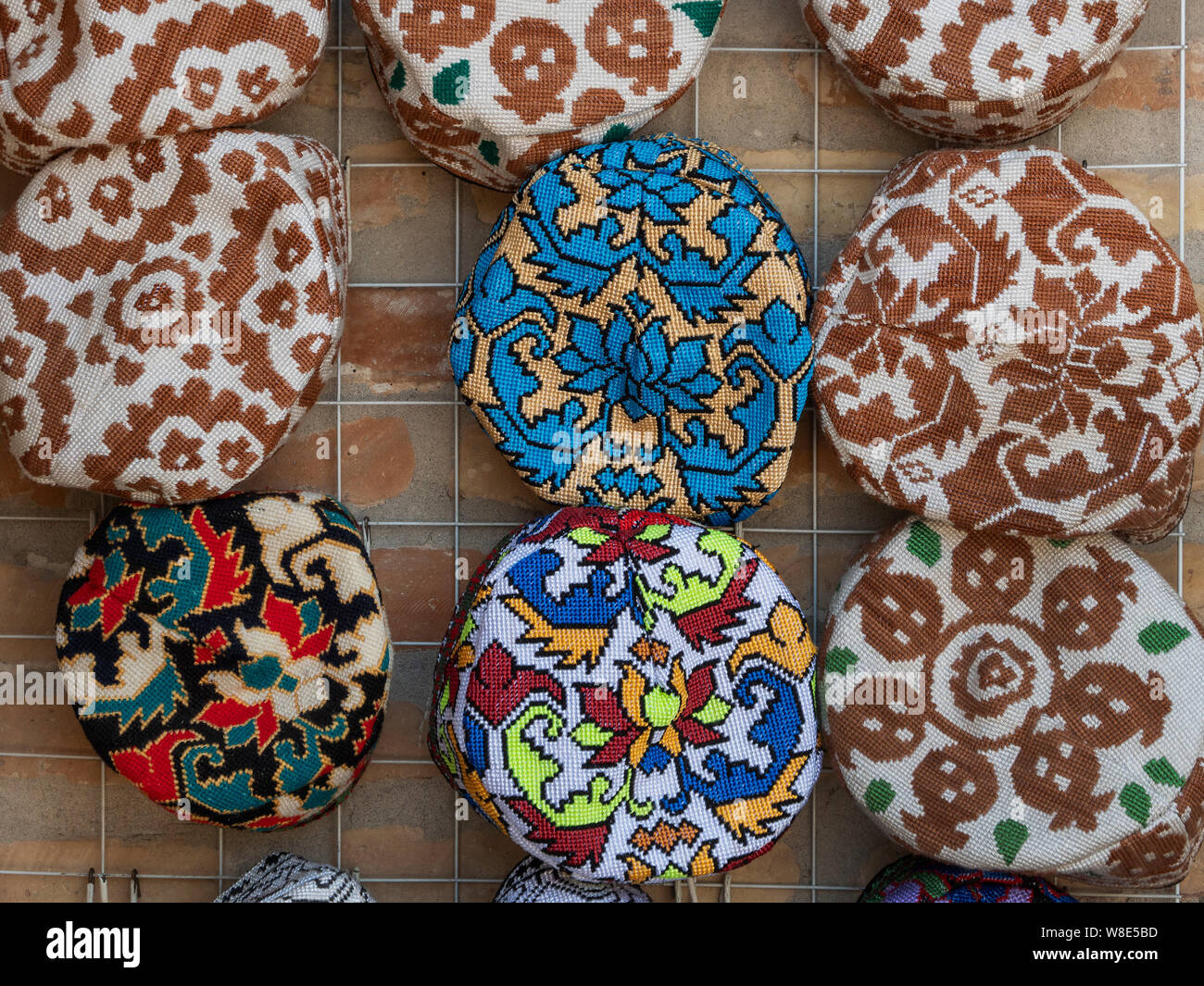 traditional caps, souvenirs in Tashkent, Uzbekistan, Asia Stock Photo ...
