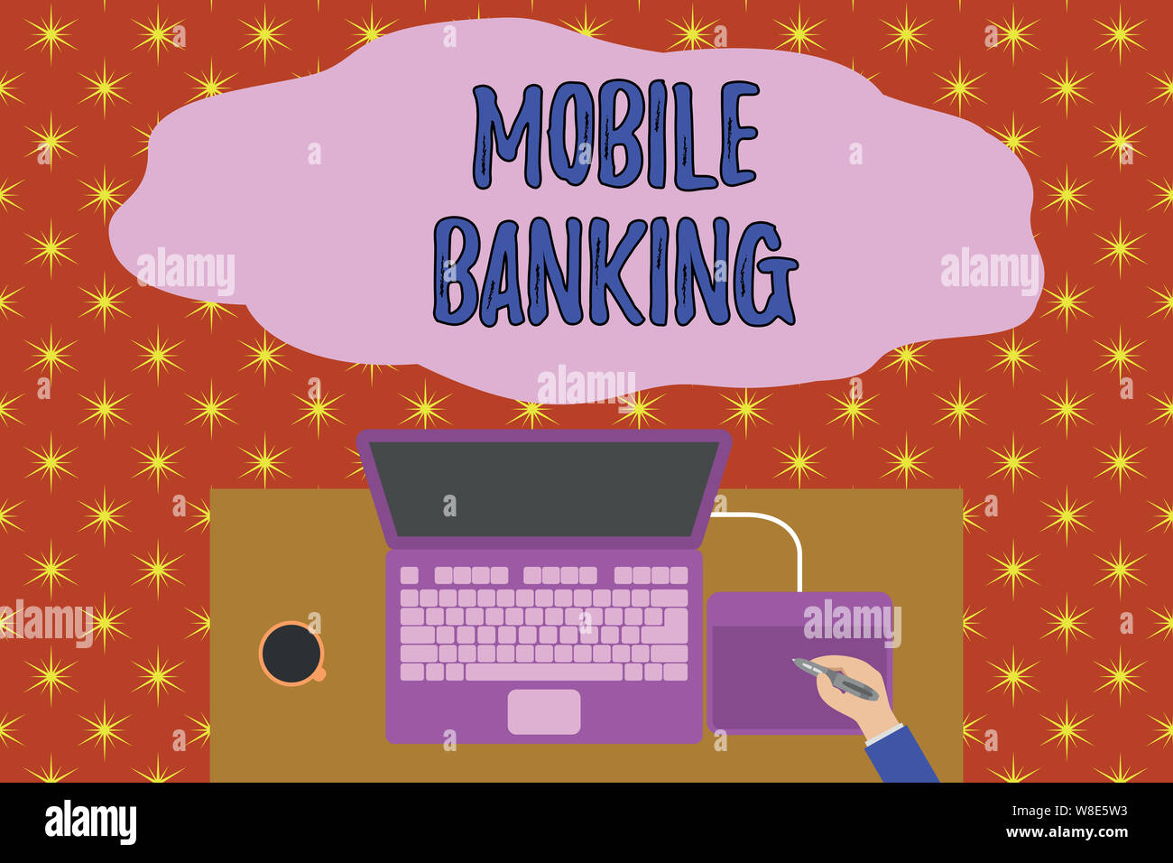 Text sign showing Mobile Banking. Business photo showcasing Monitoring ...