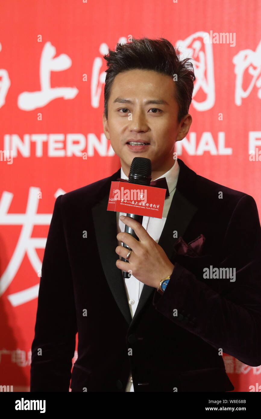 Chinese actor Deng Chao speaks at a press conference for his movie "The Dead End" during the ...