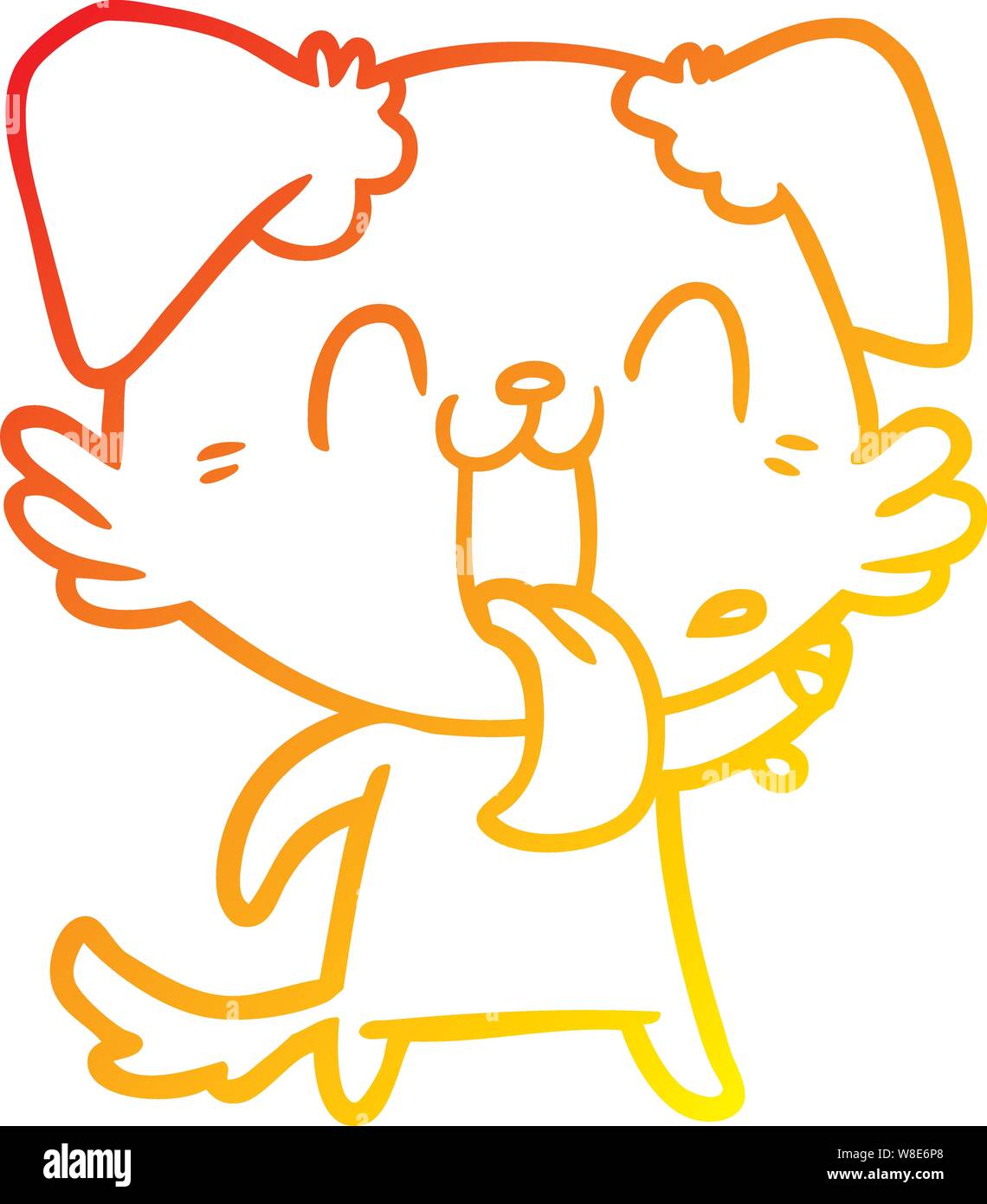warm gradient line drawing of a cartoon panting dog Stock Vector Image ...