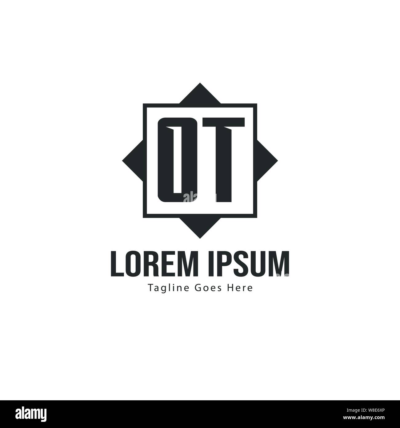 Initial OT logo template with modern frame. Minimalist OT letter logo ...
