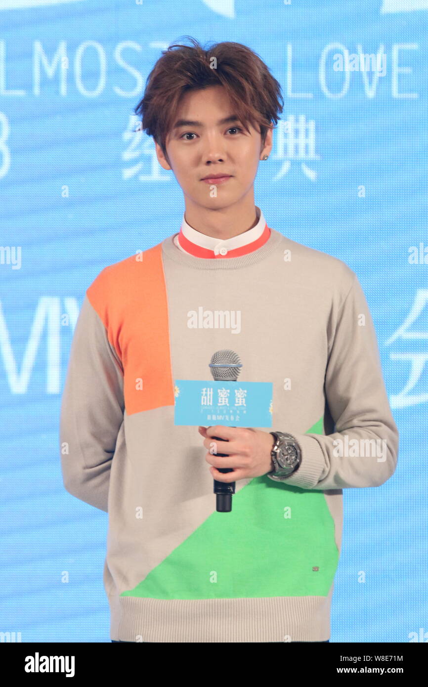 Chinese singer Lu Han speaks during a press conference for music video ...
