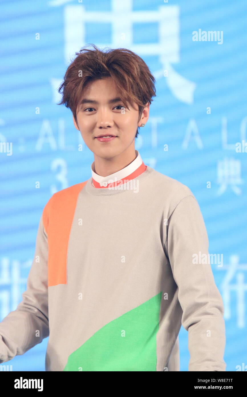 Chinese singer Lu Han poses during a press conference for music video ...