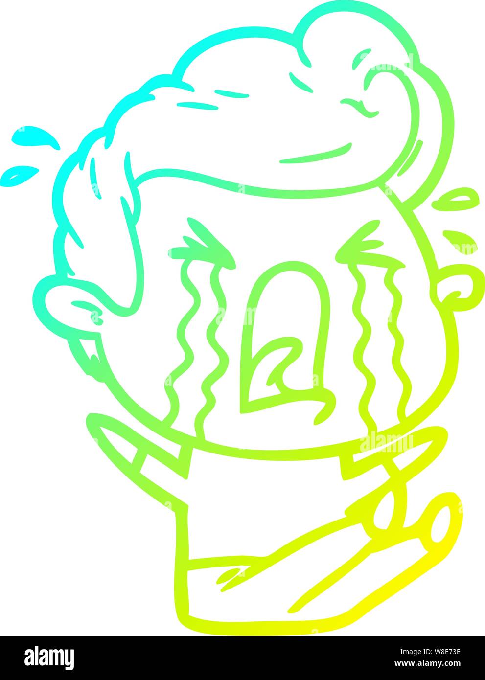 cold gradient line drawing of a cartoon crying man Stock Vector Image ...