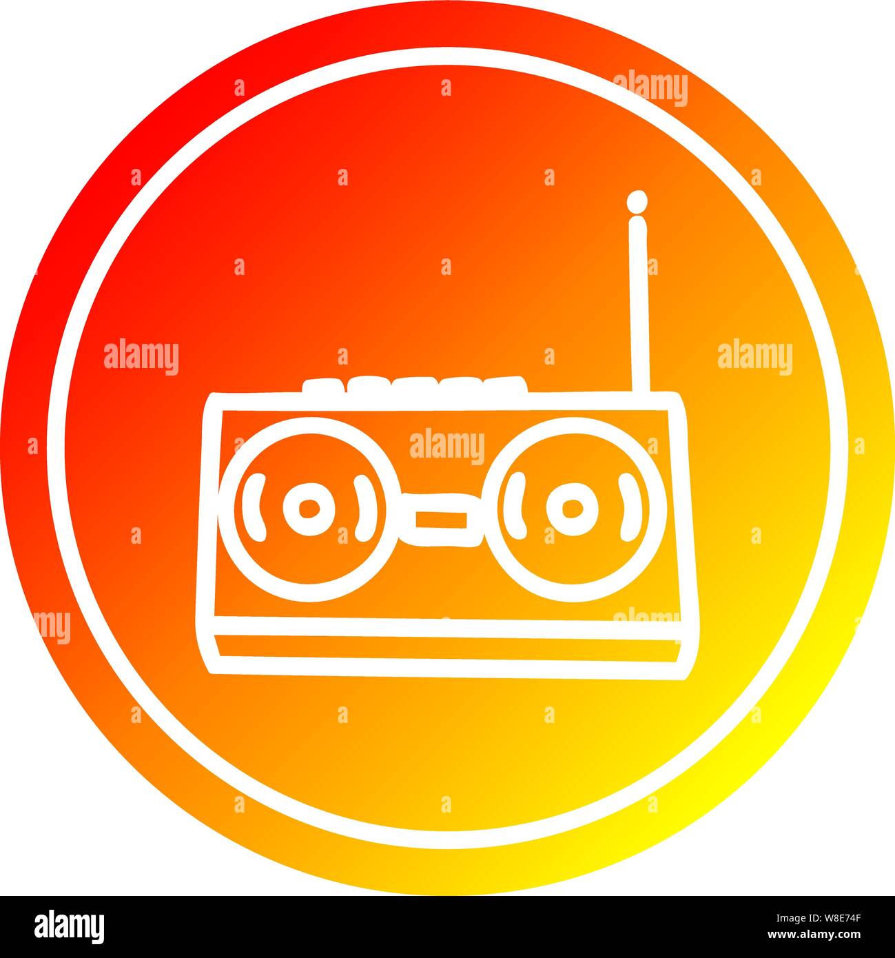 radio cassette player circular icon with warm gradient finish Stock Vector Image & Art - Alamy