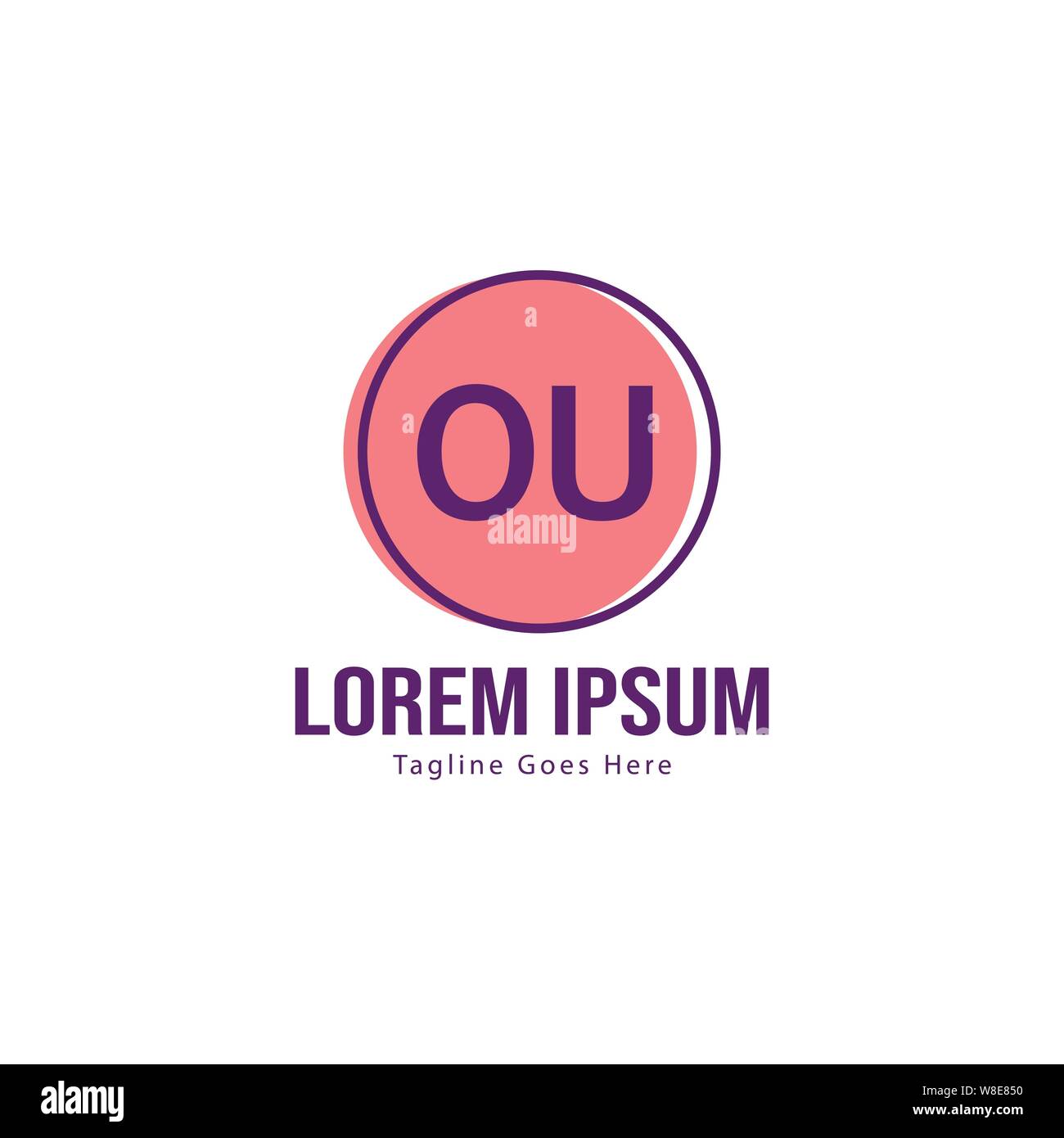 Initial OU logo template with modern frame. Minimalist OU letter logo ...