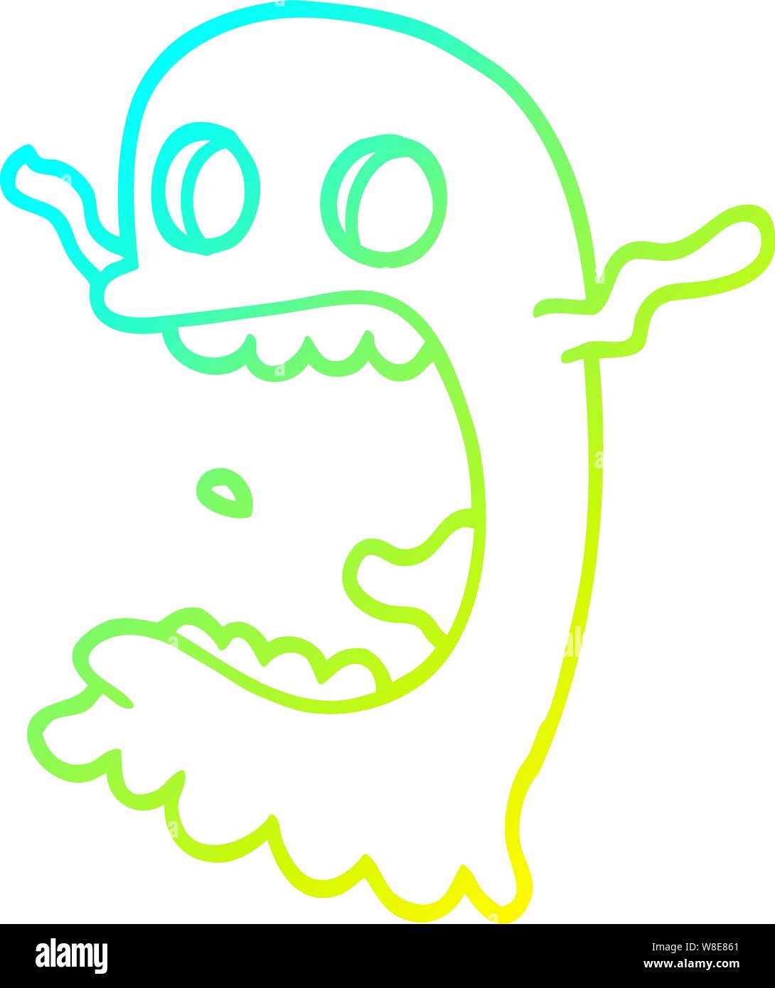 cold gradient line drawing of a cartoon spooky ghost Stock Vector Image ...