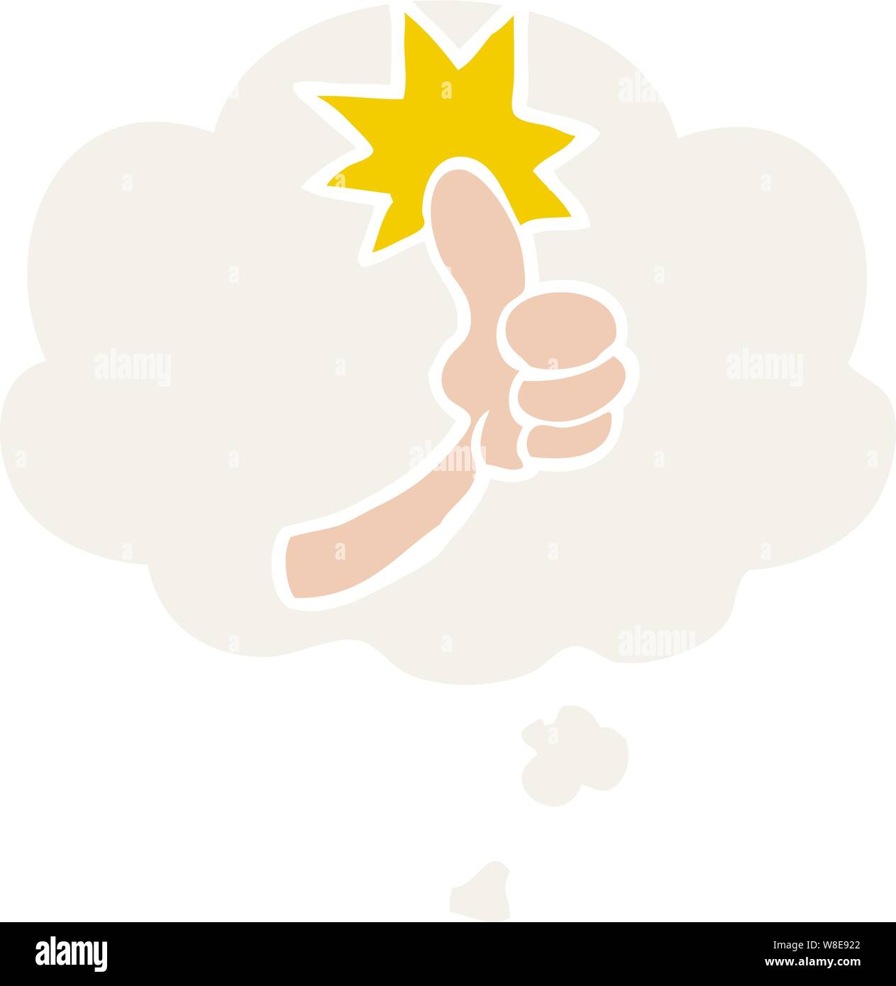 cartoon thumbs up sign with thought bubble in retro style Stock Vector ...