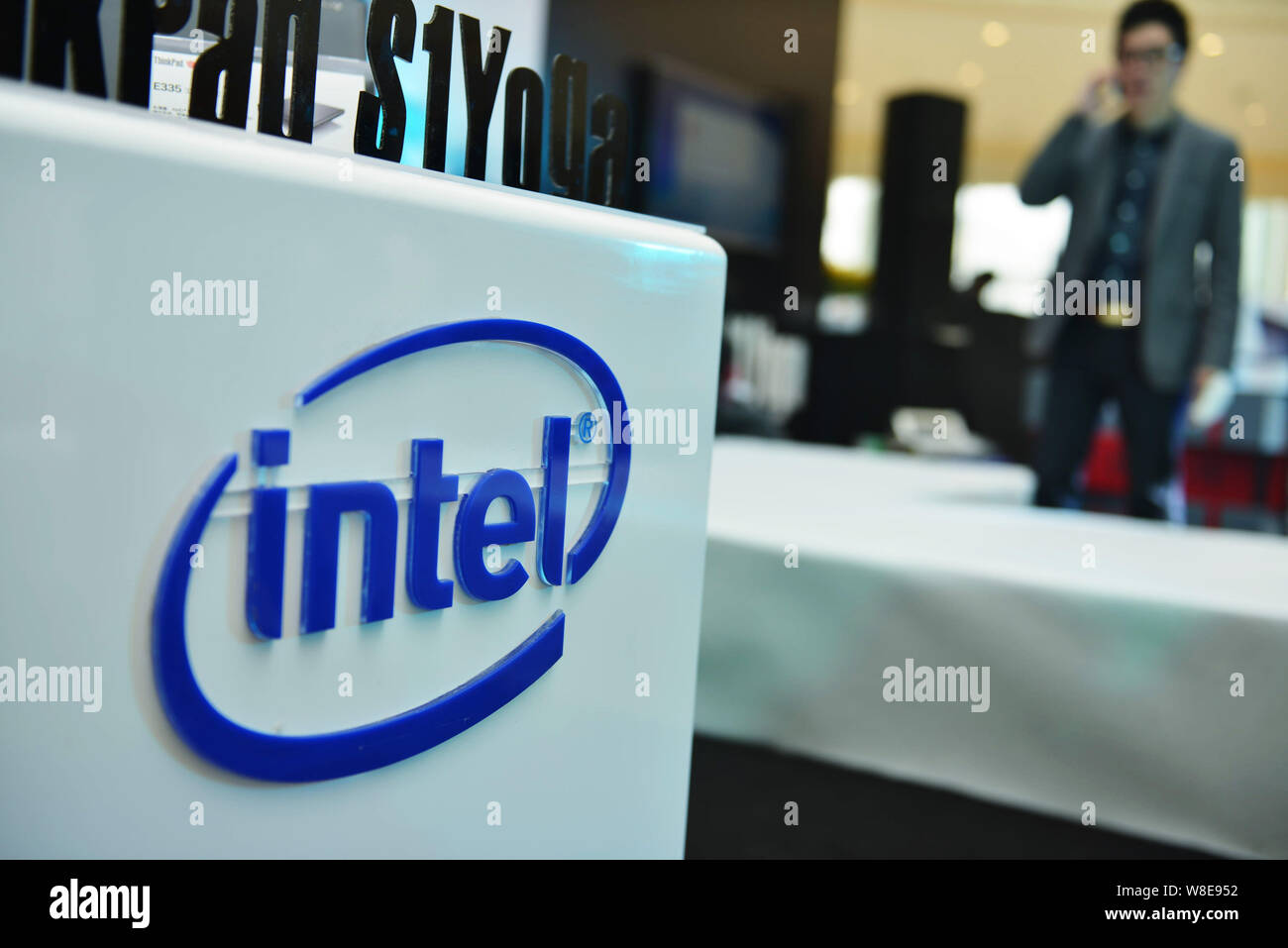 --FILE--A logo of Intel is pictured at a store in Hangzhou city, east ...