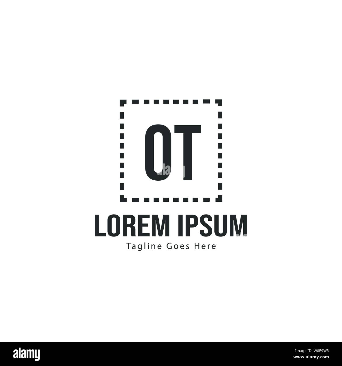 Initial OT logo template with modern frame. Minimalist OT letter logo ...