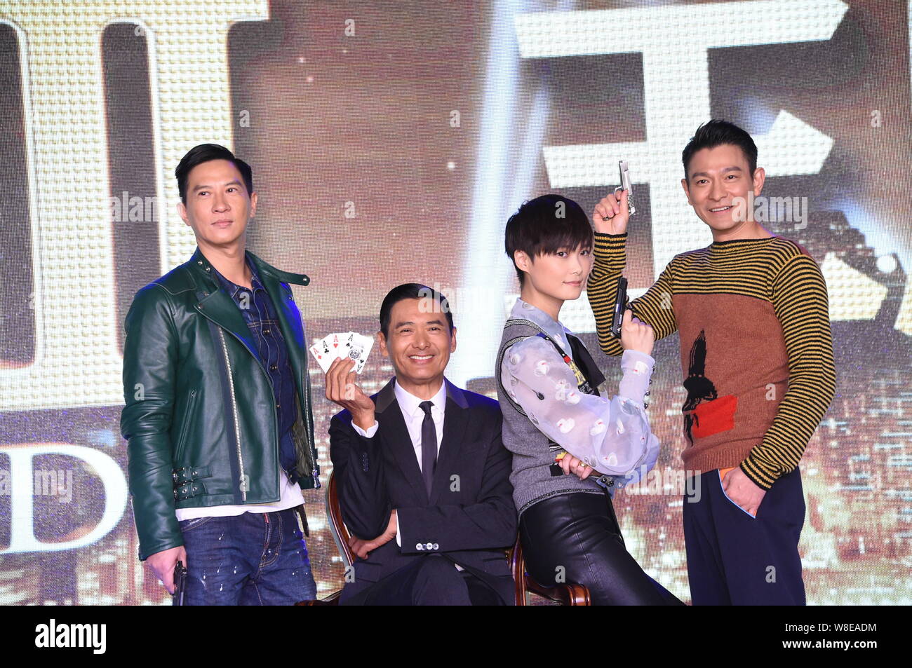 (From left) Hong Kong actors Nick Cheung and Chow Yun-fat, Chinese ...