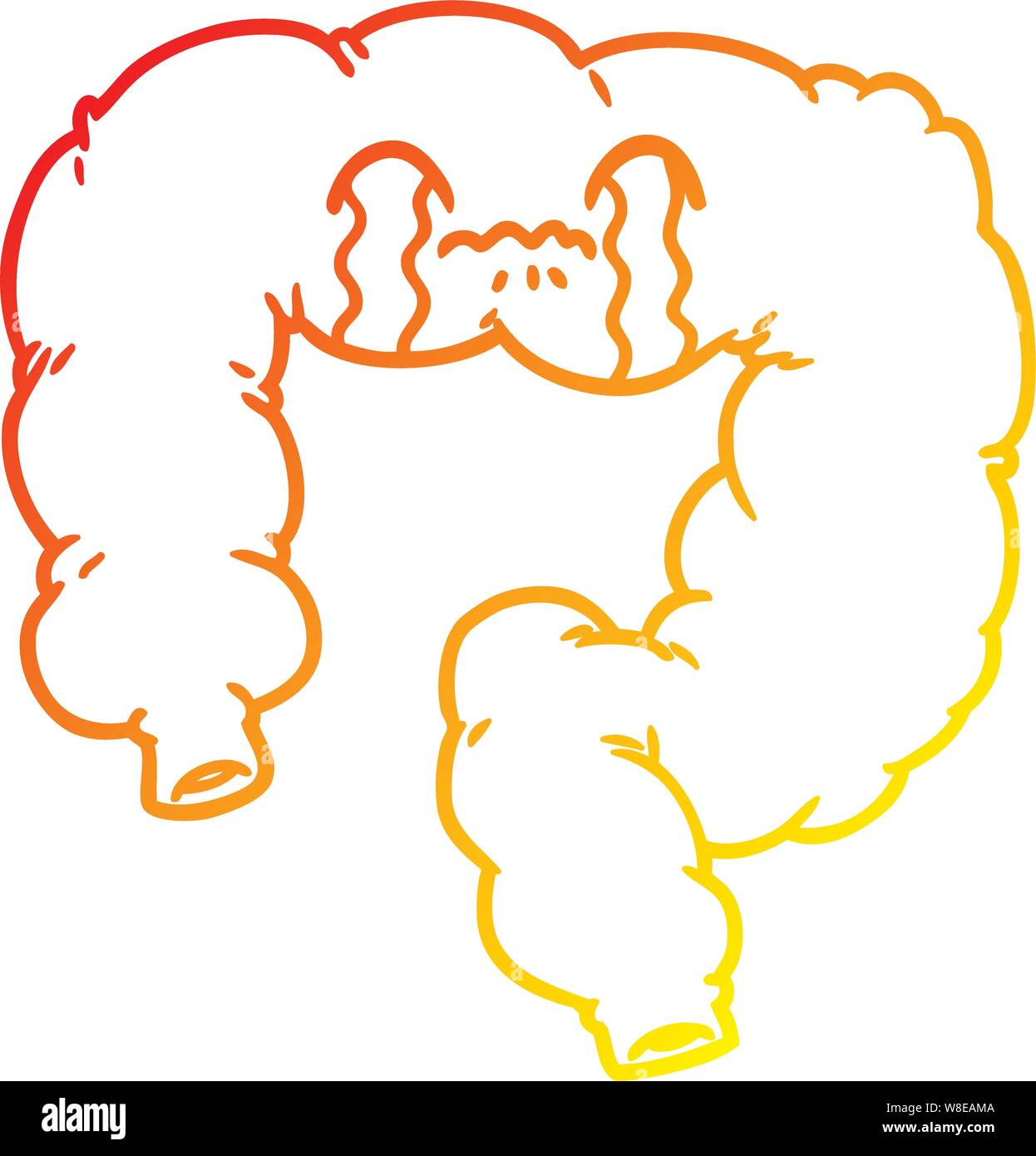 warm gradient line drawing of a cartoon colon Stock Vector Image & Art ...