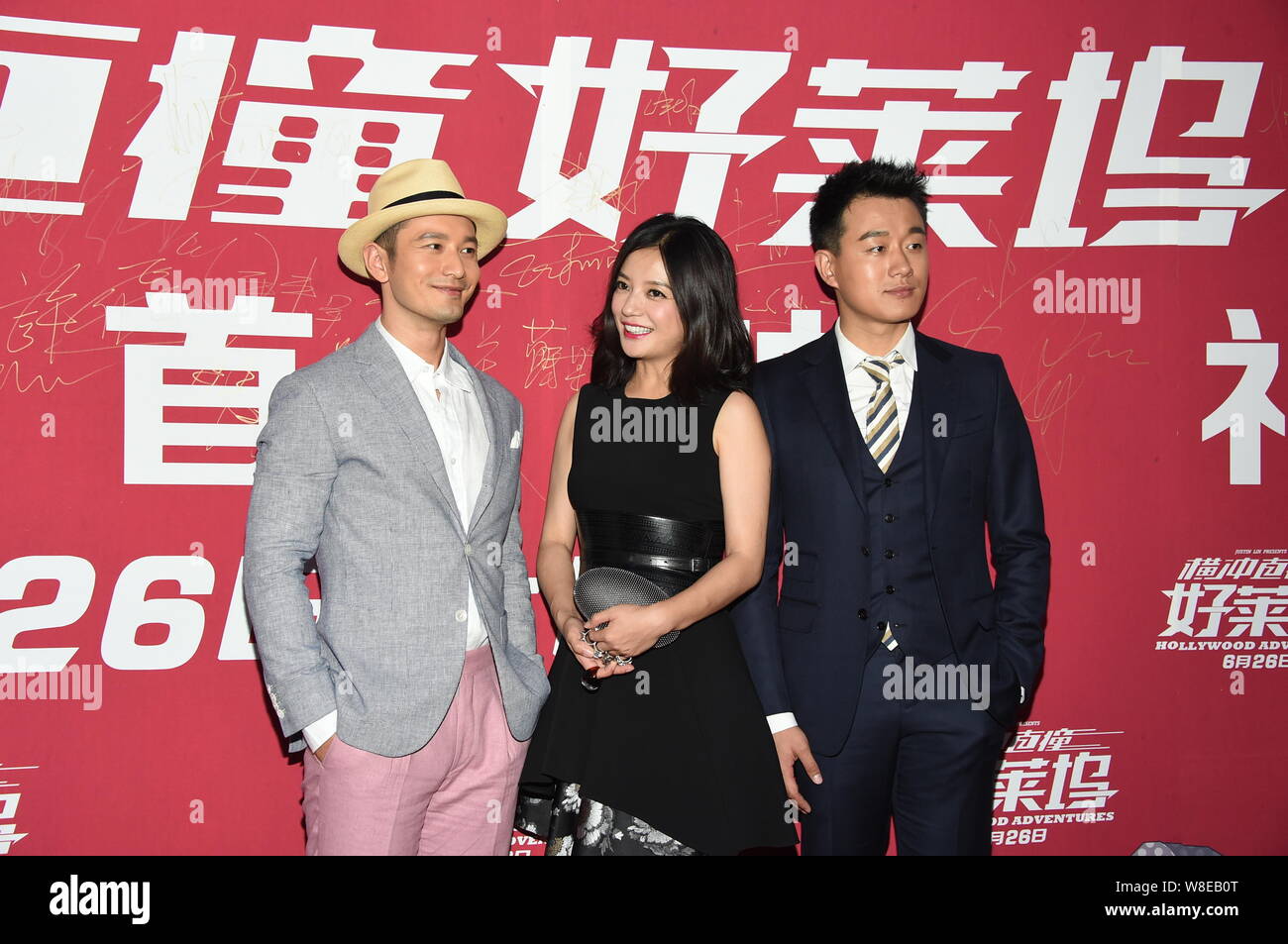 (From left) Chinese actor Huang Xiaoming, actress Zhao Wei and actor ...