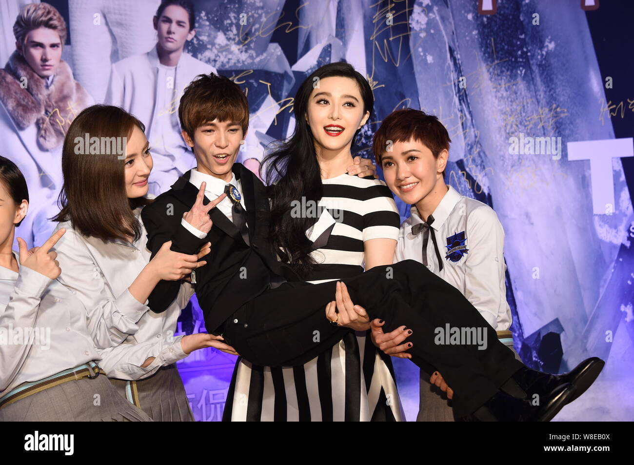 (From left) Chinese actress Yang Mi, writer and director Guo Jingming ...