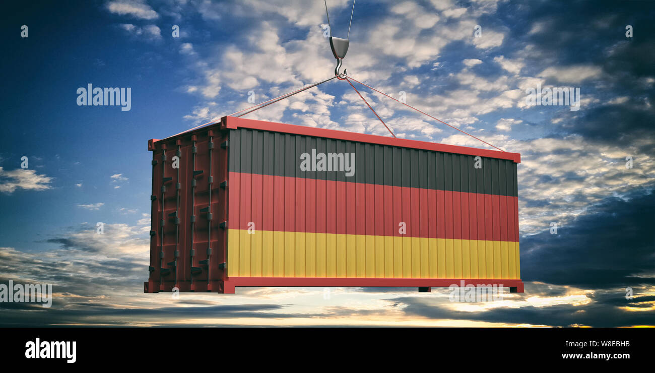 Germany products, export, import concept. German flag container on ...