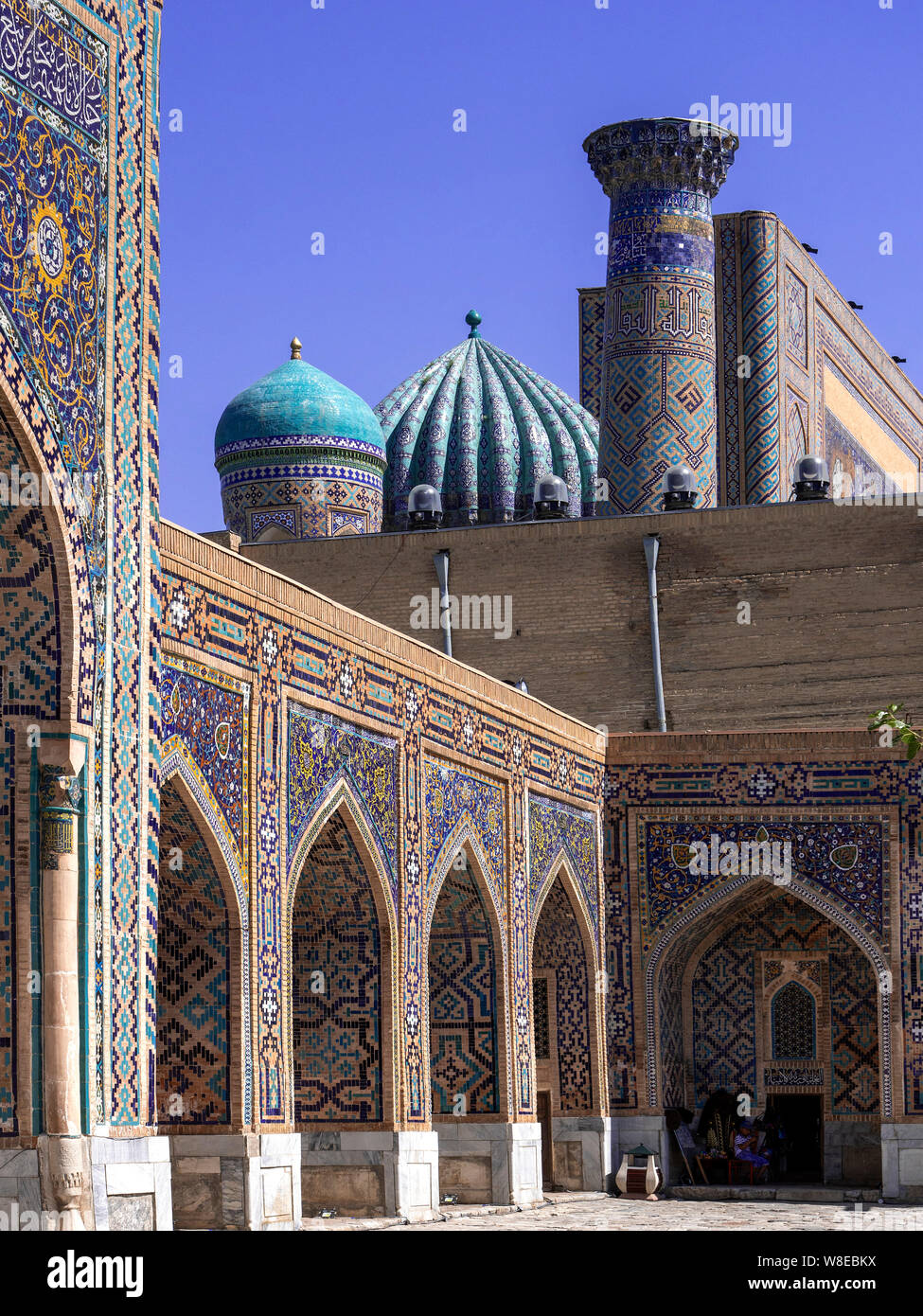 inside Tilla Kori Madrasa at Registan Square, Samarkand, Uzbekistan ...