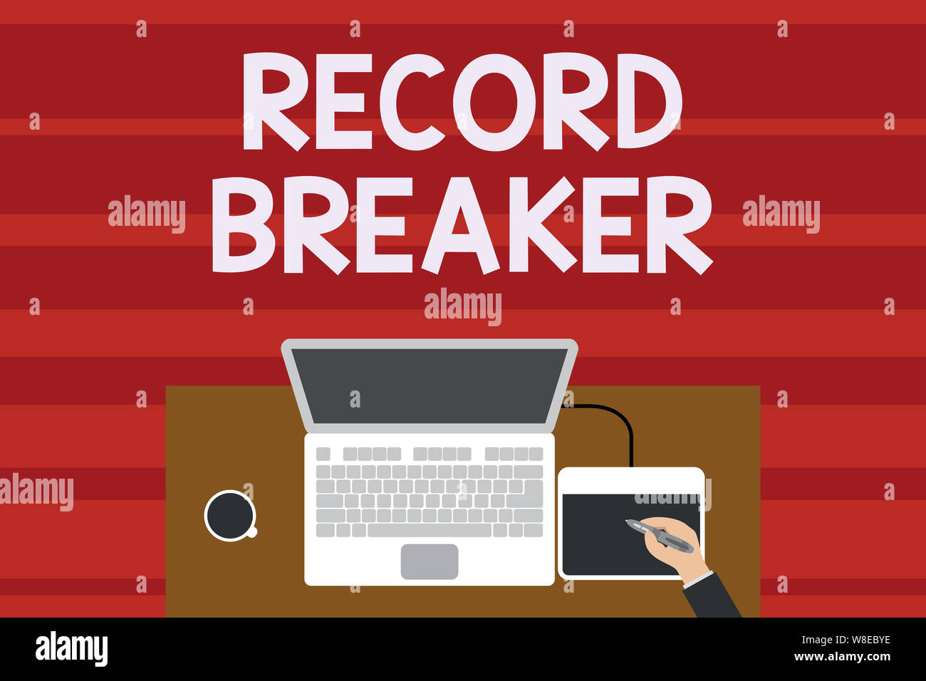 Text sign showing Record Breaker. Business photo text someone or ...