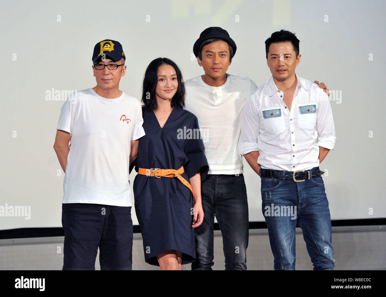 (From left) Chinese director Cao Baoping, actress Zhou Xun, actors Deng ...