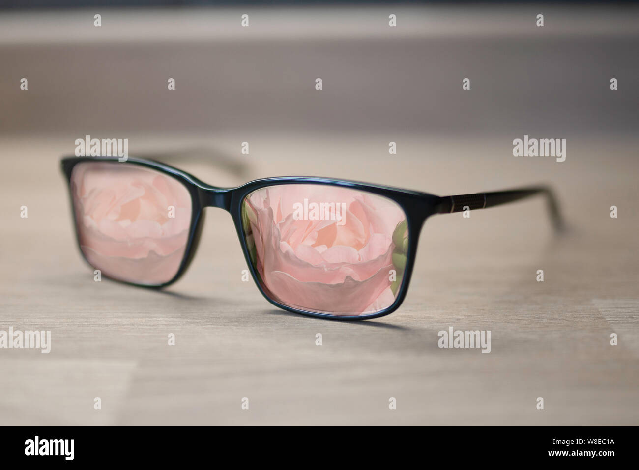 Rose Tinted Spectacles Stock Photo - Alamy