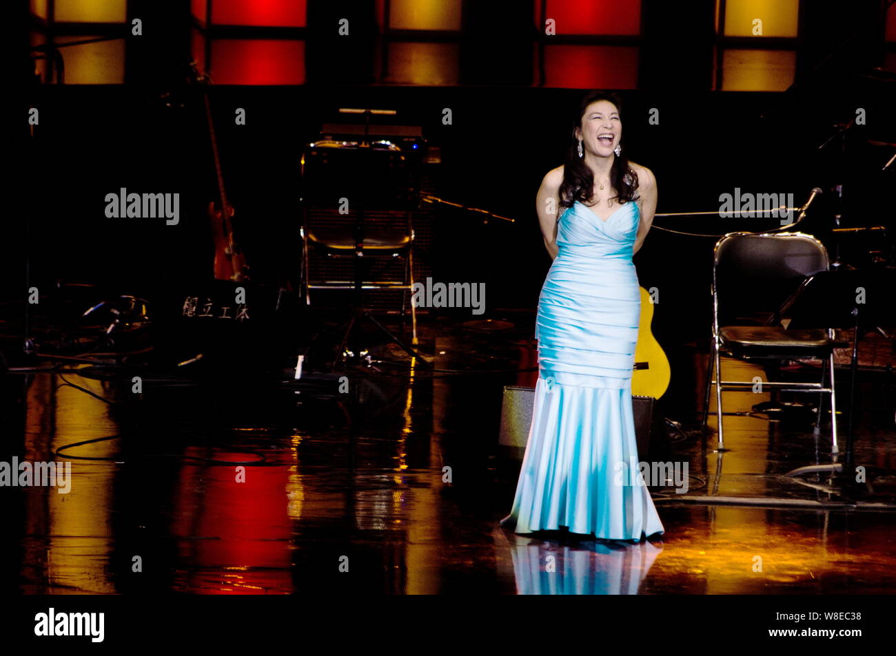Japanese-Brazilian bossa nova singer Lisa Ono reacts at her concert in ...