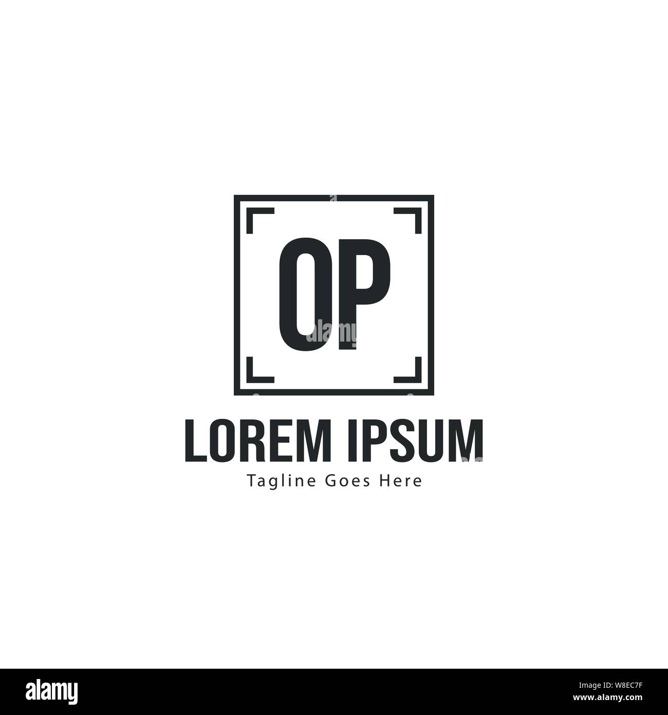 Initial OP logo template with modern frame. Minimalist OP letter logo ...