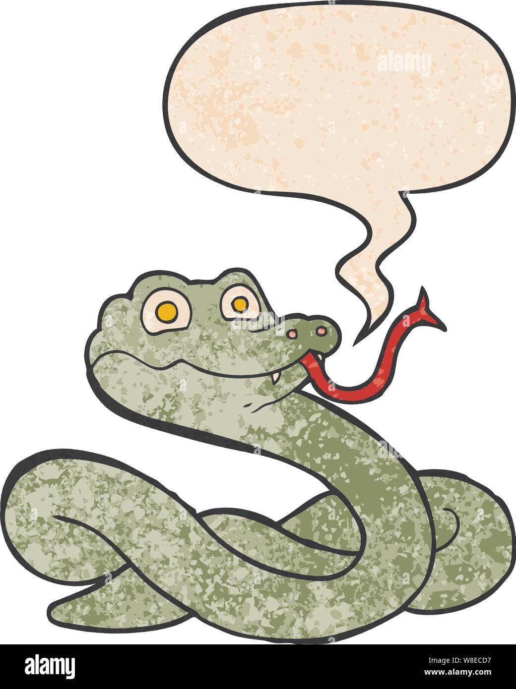 cartoon snake with speech bubble in retro texture style Stock Vector ...