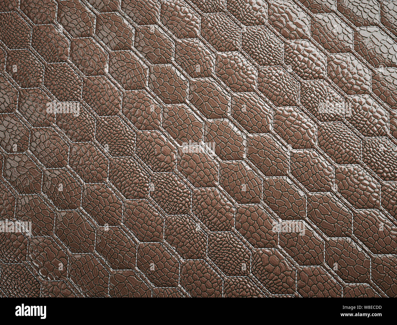 Alligator or crocodile brown Leather. hexagon or honeycomb stitched ...