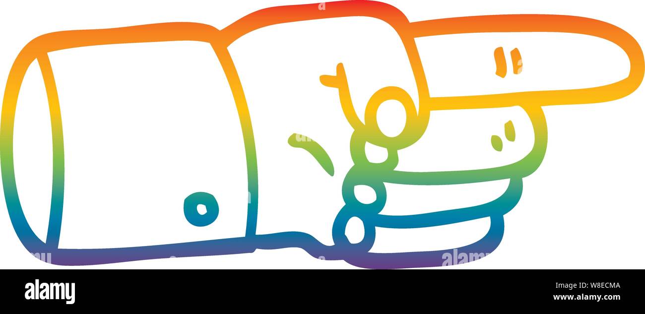rainbow gradient line drawing of a pointing hand symbol Stock Vector ...