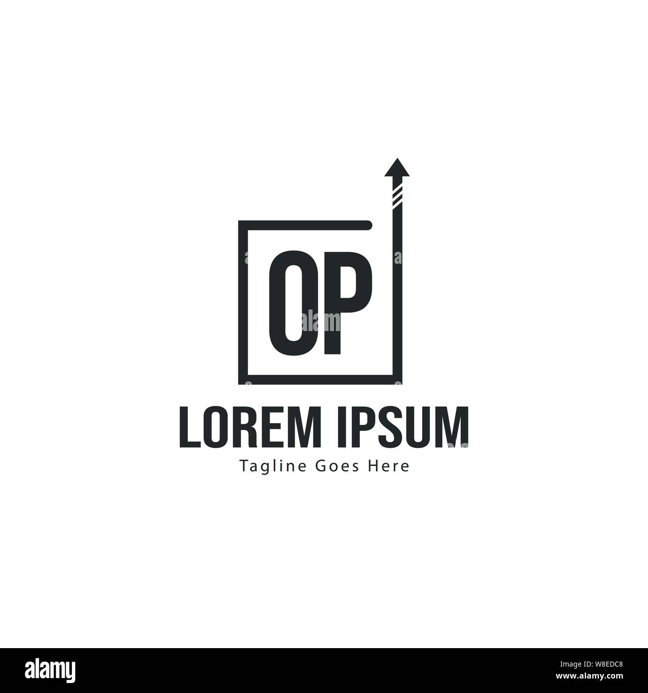 Initial OP logo template with modern frame. Minimalist OP letter logo ...