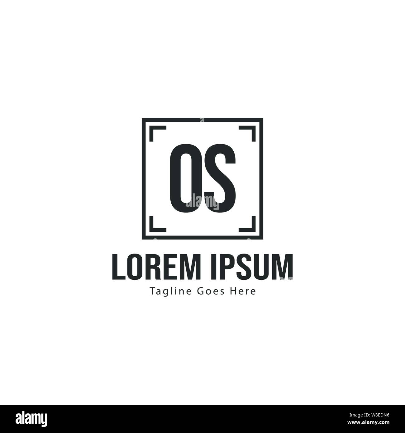 Initial OS logo template with modern frame. Minimalist OS letter logo ...