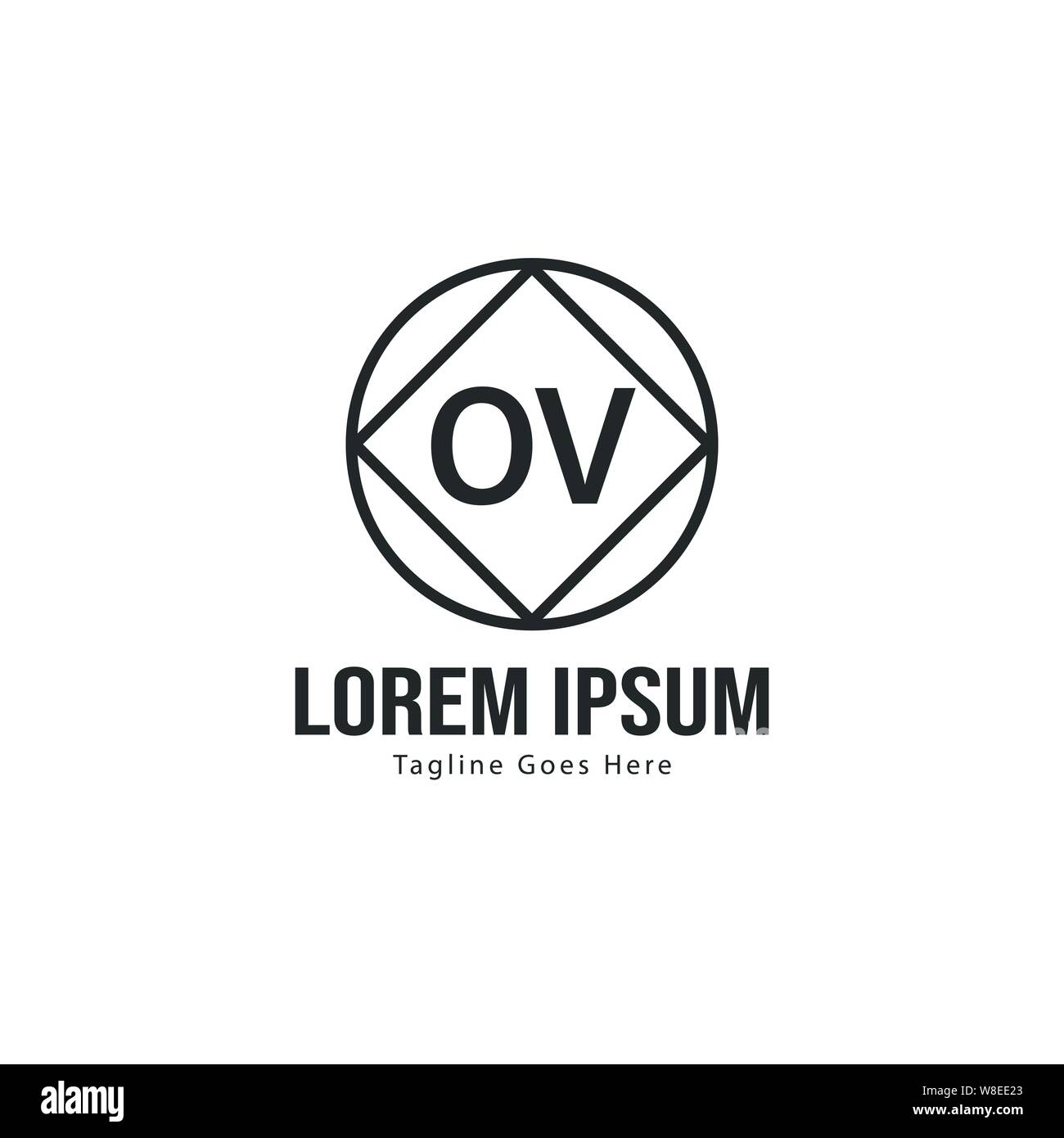 Initial OV logo template with modern frame. Minimalist OV letter logo ...