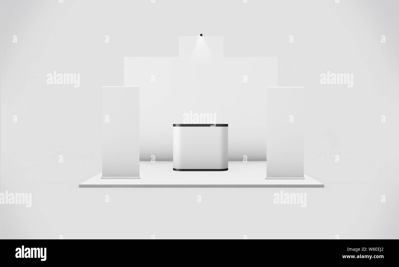 exhibition stand 3d rendering mock up Stock Photo - Alamy