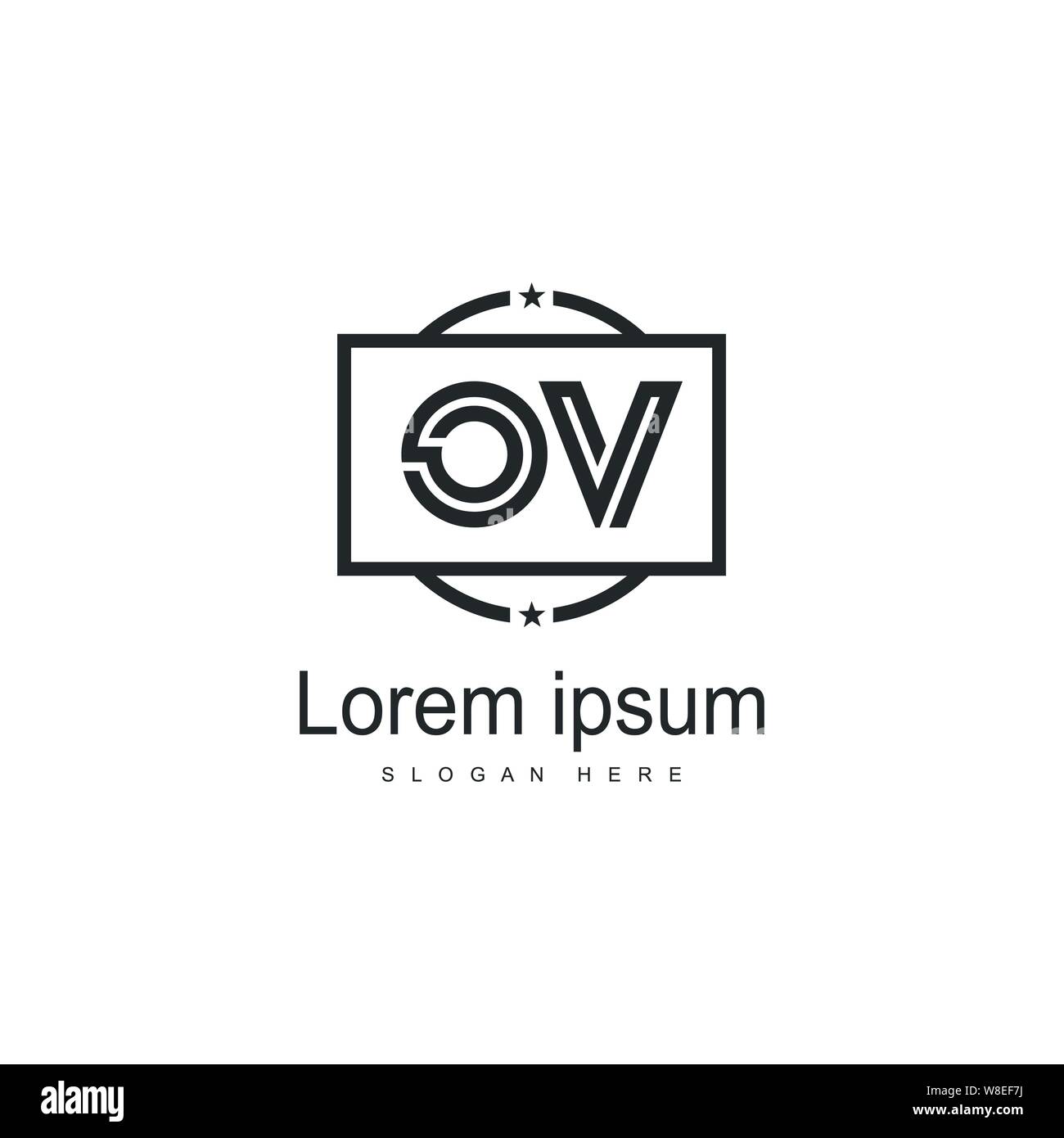 Initial OV logo template with modern frame. Minimalist OV letter logo vector illustration design ...