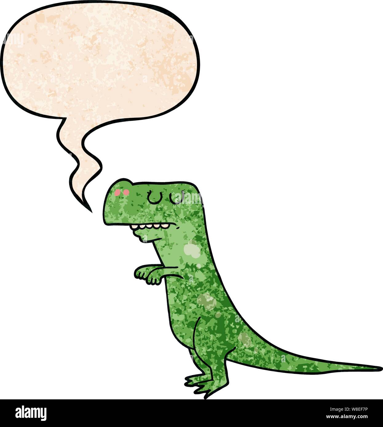 cartoon dinosaur with speech bubble in retro texture style Stock Vector ...
