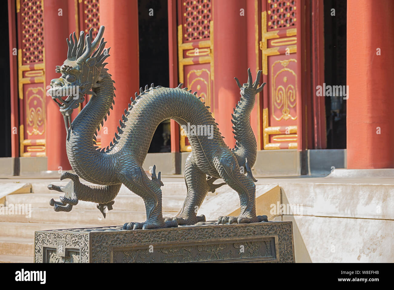 Close up of a bronze dragon at the Summer Palace, the former imperial ...