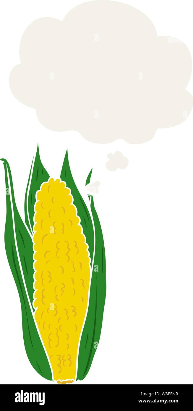 cartoon corn with thought bubble in retro style Stock Vector Image ...