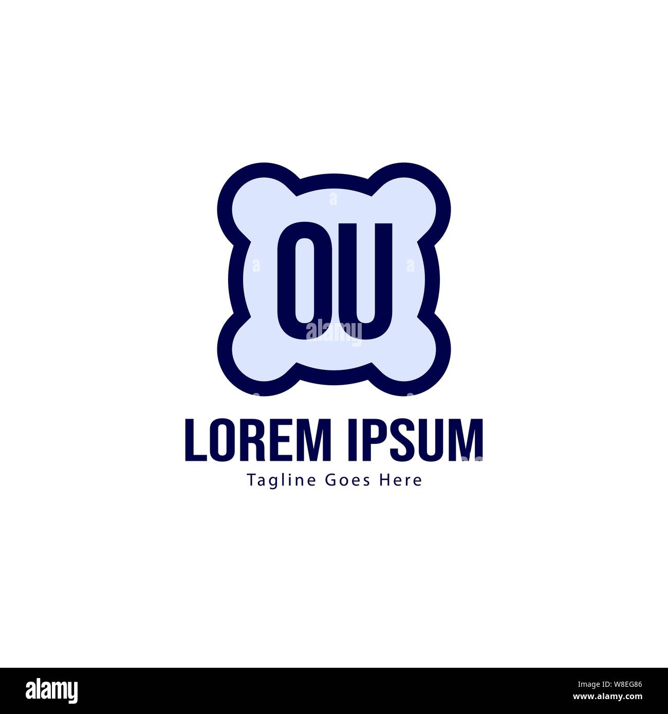 Initial OU logo template with modern frame. Minimalist OU letter logo ...